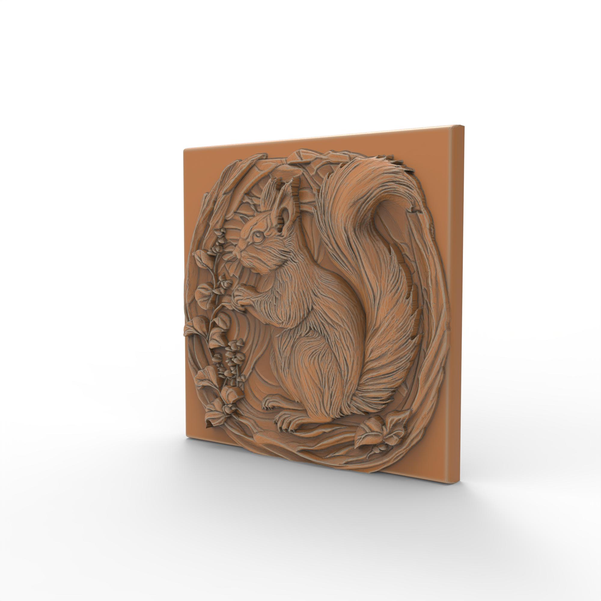 STL File for CNC & 3D Printing Squirrel in Nature 3D Relief Digital ...