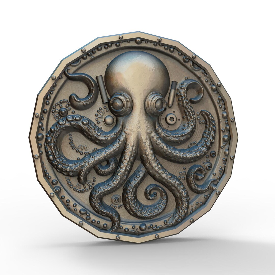 Steampunk Octopus Coin Industrial 3D Model for CNC and 3D Printing ...