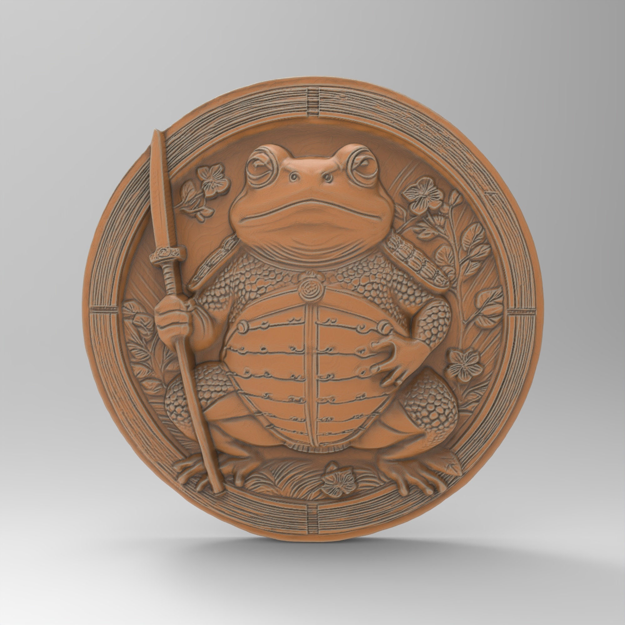 Frog Samurai STL 3D Printable Relief Carving Files | for CNC Router, 3D ...