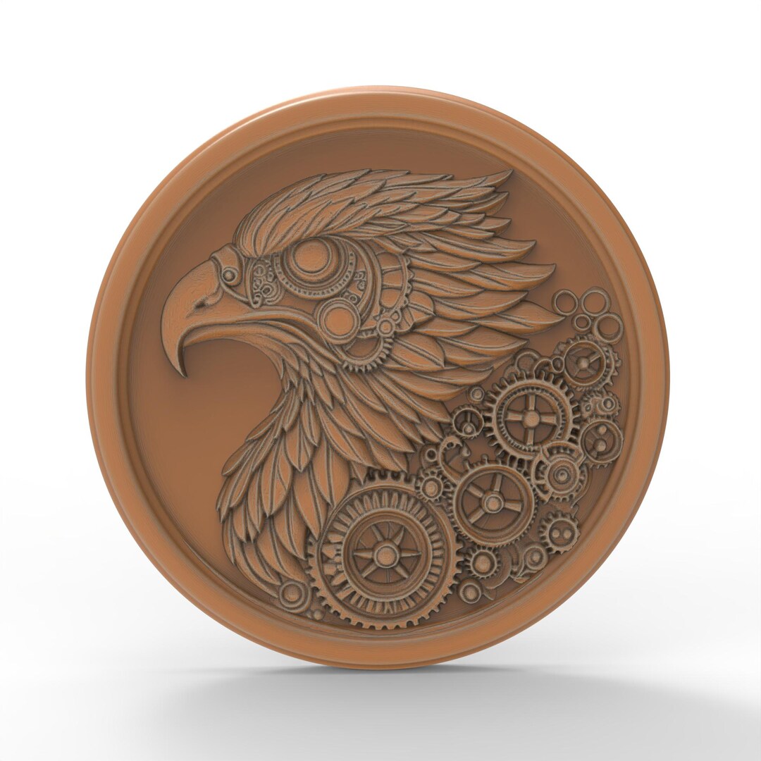 Steampunk Eagle Coin STL File for CNC Router 3D Printer and Laser ...