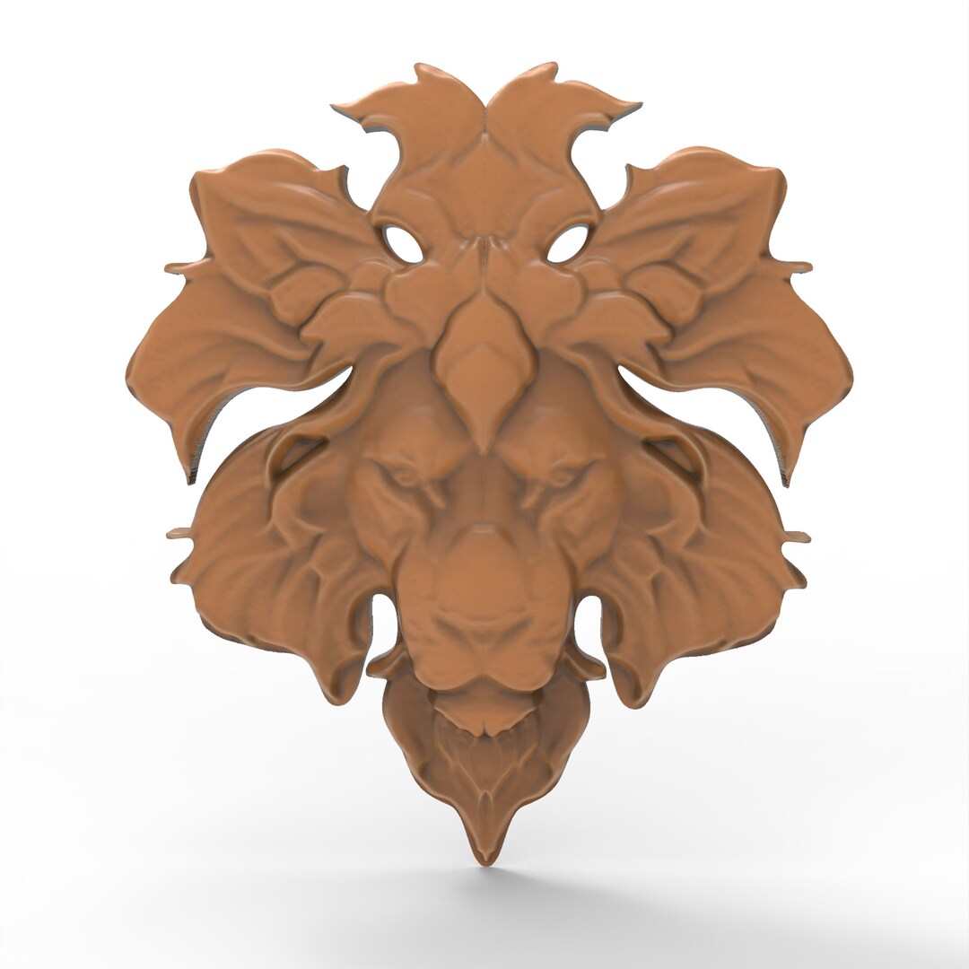 3D Printable Floral Lion Head STL Files for CNC Router Engraving 3D ...
