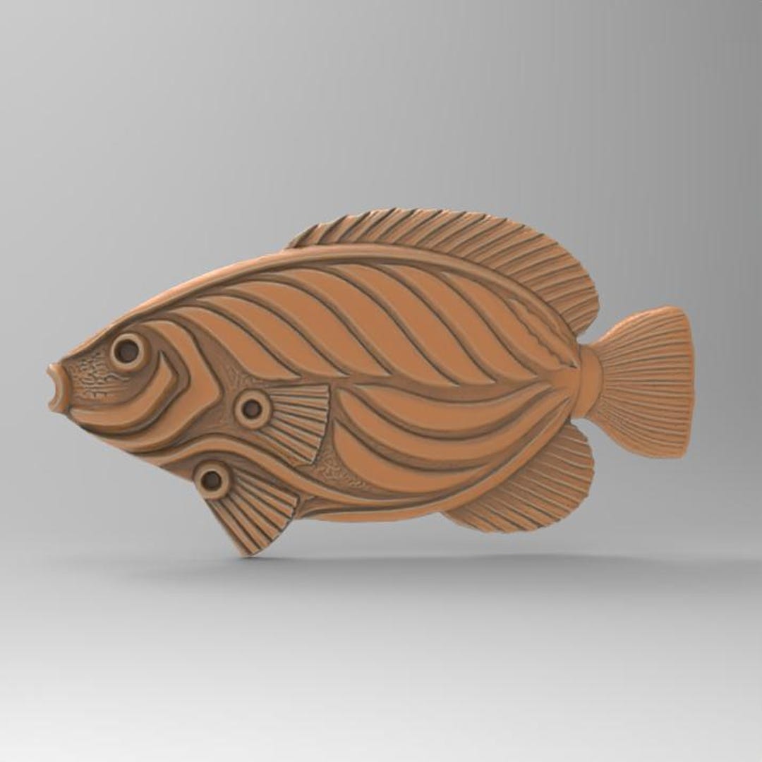 3D Fish Model STL File Rustic Sculpture Flat Back Statue for CNC Router ...