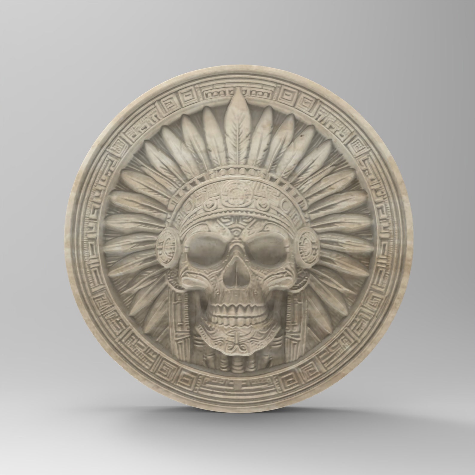 Aztec Skull Chief 3D STL Model for CNC and 3D Printing - High Detail ...