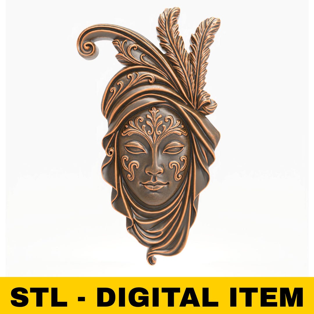 STL File for CNC Router 3D Printer Laser Venetian Mask Relief Elegant ...