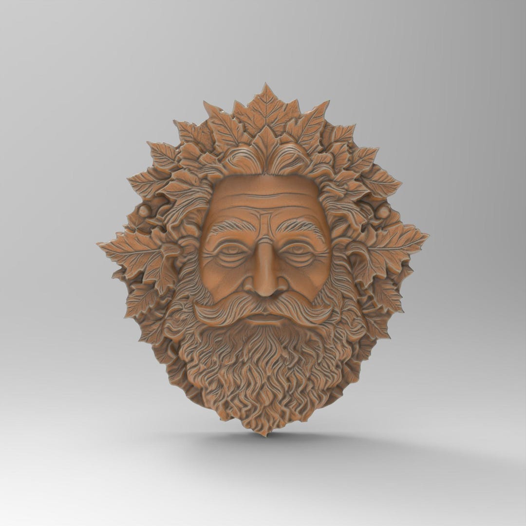 3D Printable Forest Green Leaf Man Pagan Square Tile Garden Sculpture ...