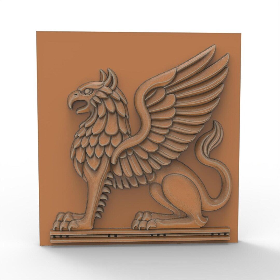 3D Printable Griffin Sculpture Wall Panel STL Files for CNC Router ...