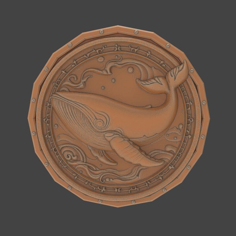 Whale 3D Relief Model STL File for CNC Engraving 3D Printing Ocean ...