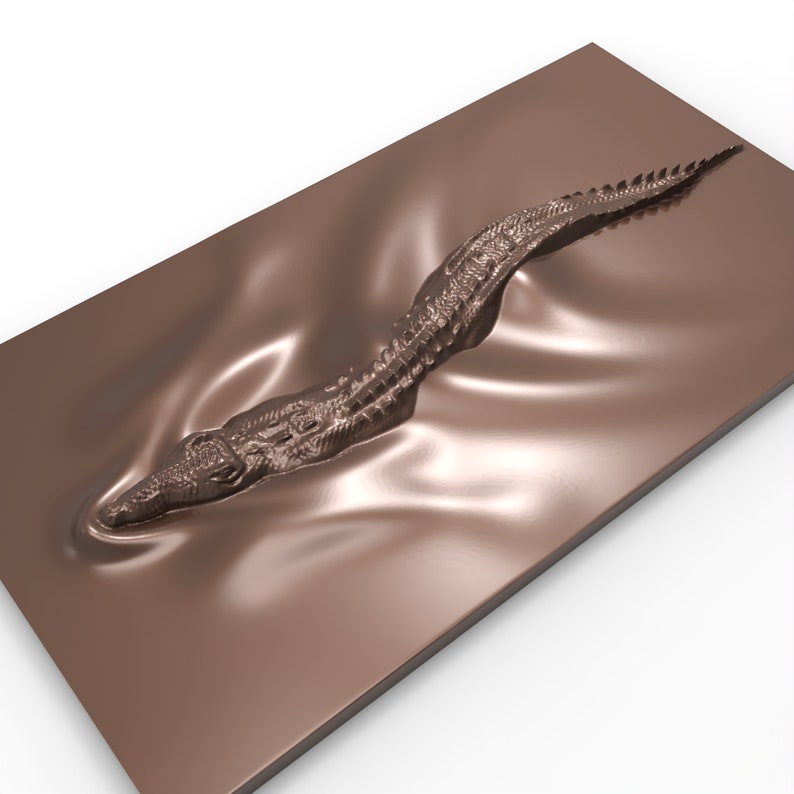 3D Printable Swimming Alligator Crocodile Bas Relief STL File for CNC ...