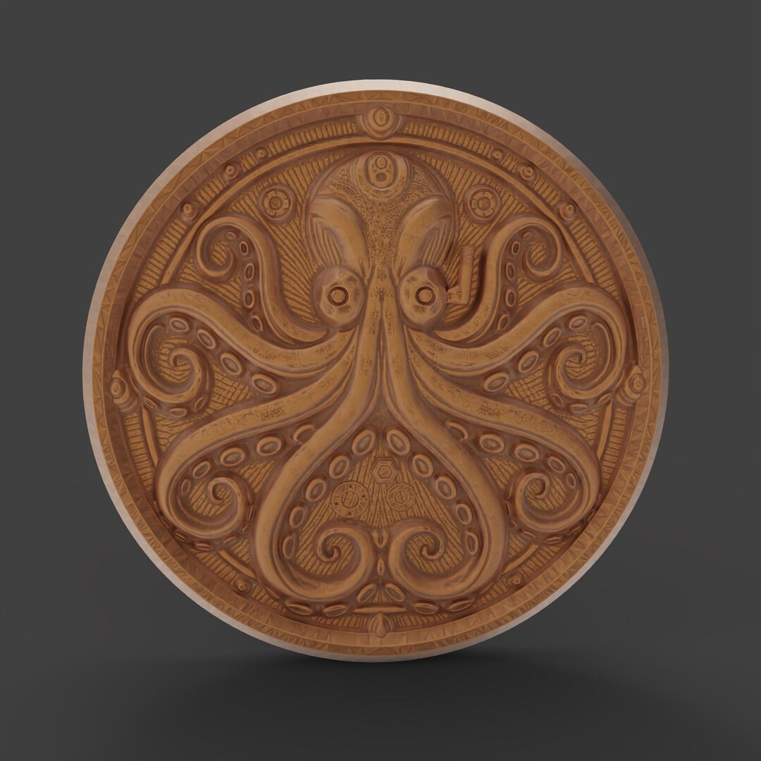 Steampunk STL File Octopus Plaque 3D Model for CNC and 3D Printing ...