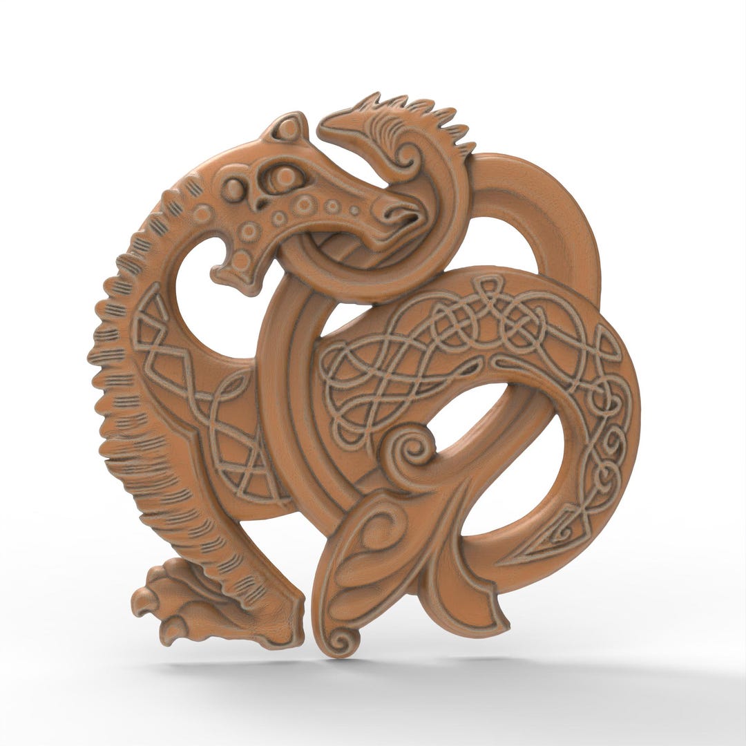 3D Printable Round Celtic Knot Medieval Dragon STL Files for CNC Router ...