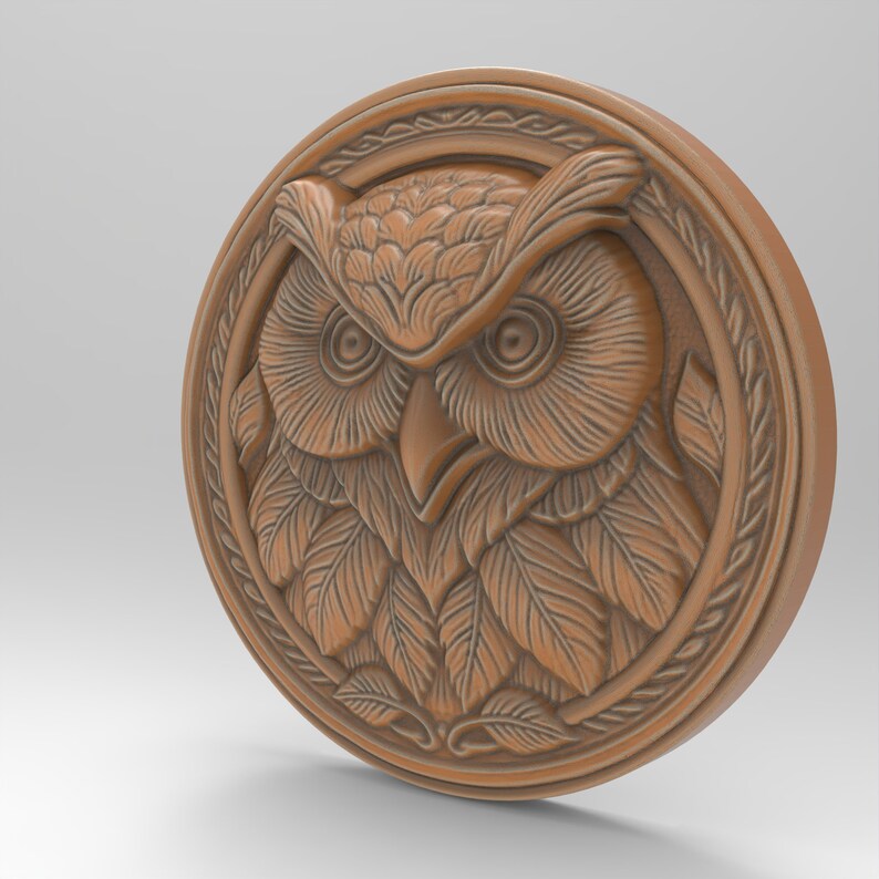 3D Printable Owl Round STL File for CNC Router 3D Printer Laser Digital ...