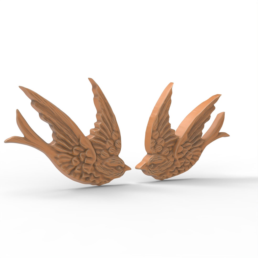 Birds STL 3D Printable Bird Sculpture Flat Back Statue STL Files for ...