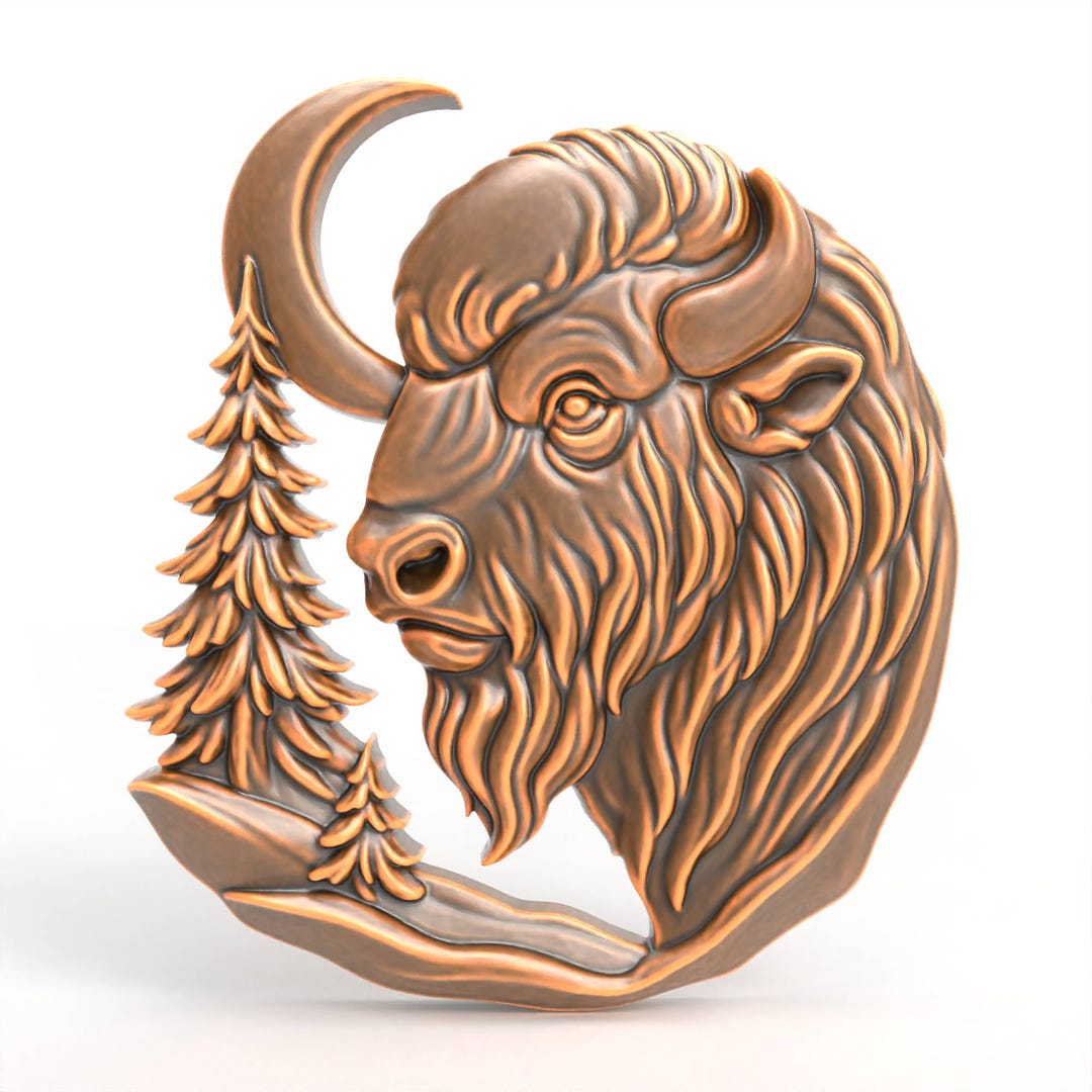Buffalo Bison Relief STL File for CNC Carving 3D Printing Western ...