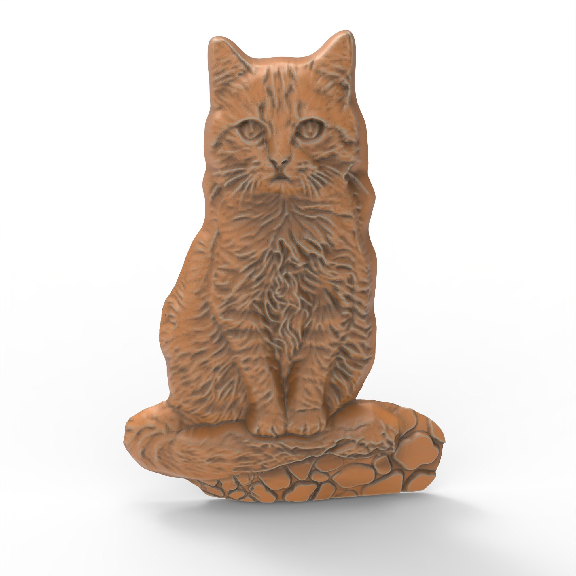 3D Printable Sitting Cat Flat Back STL File for CNC Router 3D Printer ...