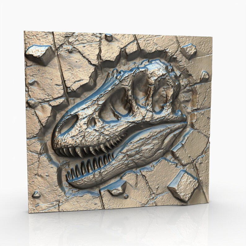 T-rex Fossil 3D Model Dinosaur Skull STL File CNC Router 3D Printer ...