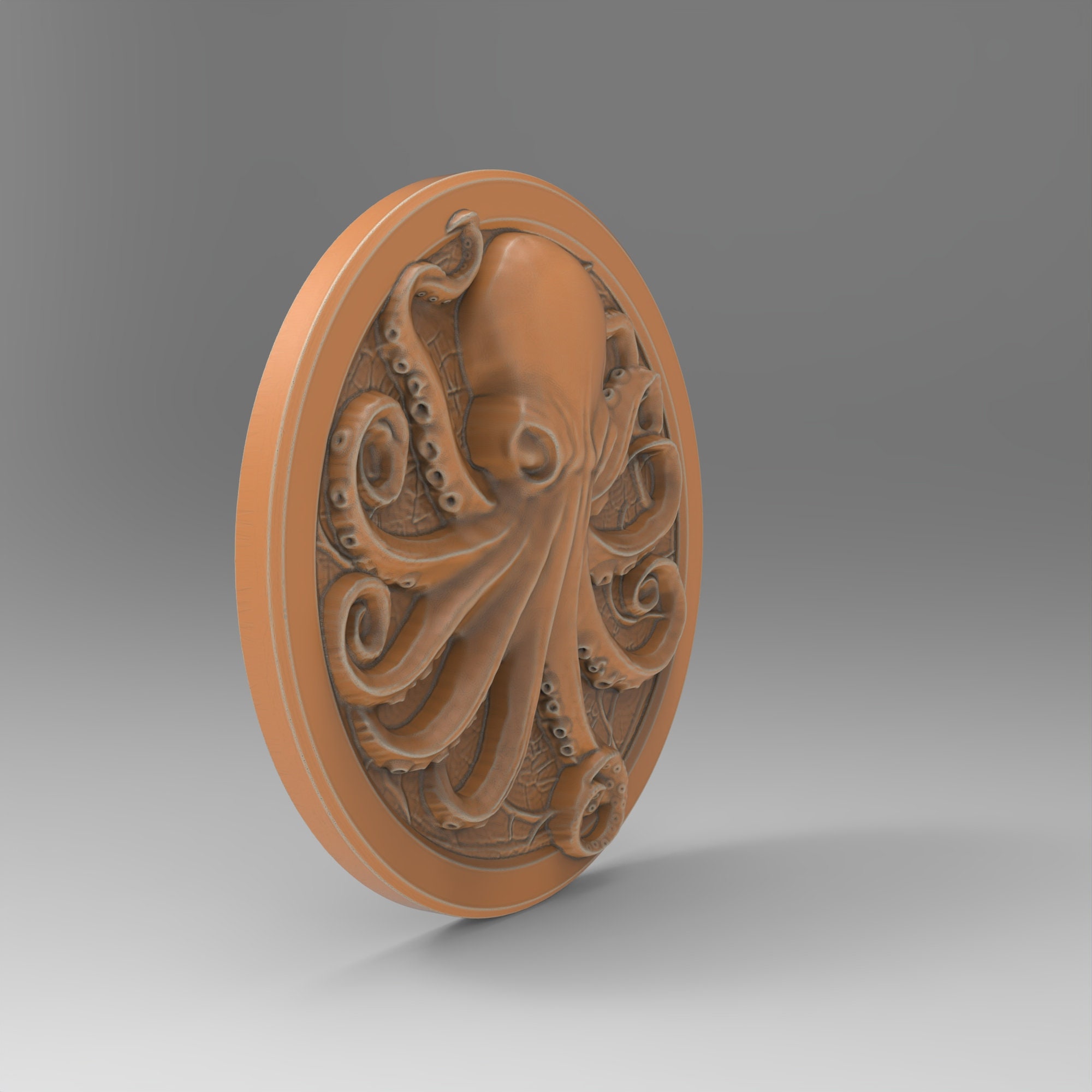 Octopus Coin 3D Model for CNC and 3D Printing - Detailed Nautical ...