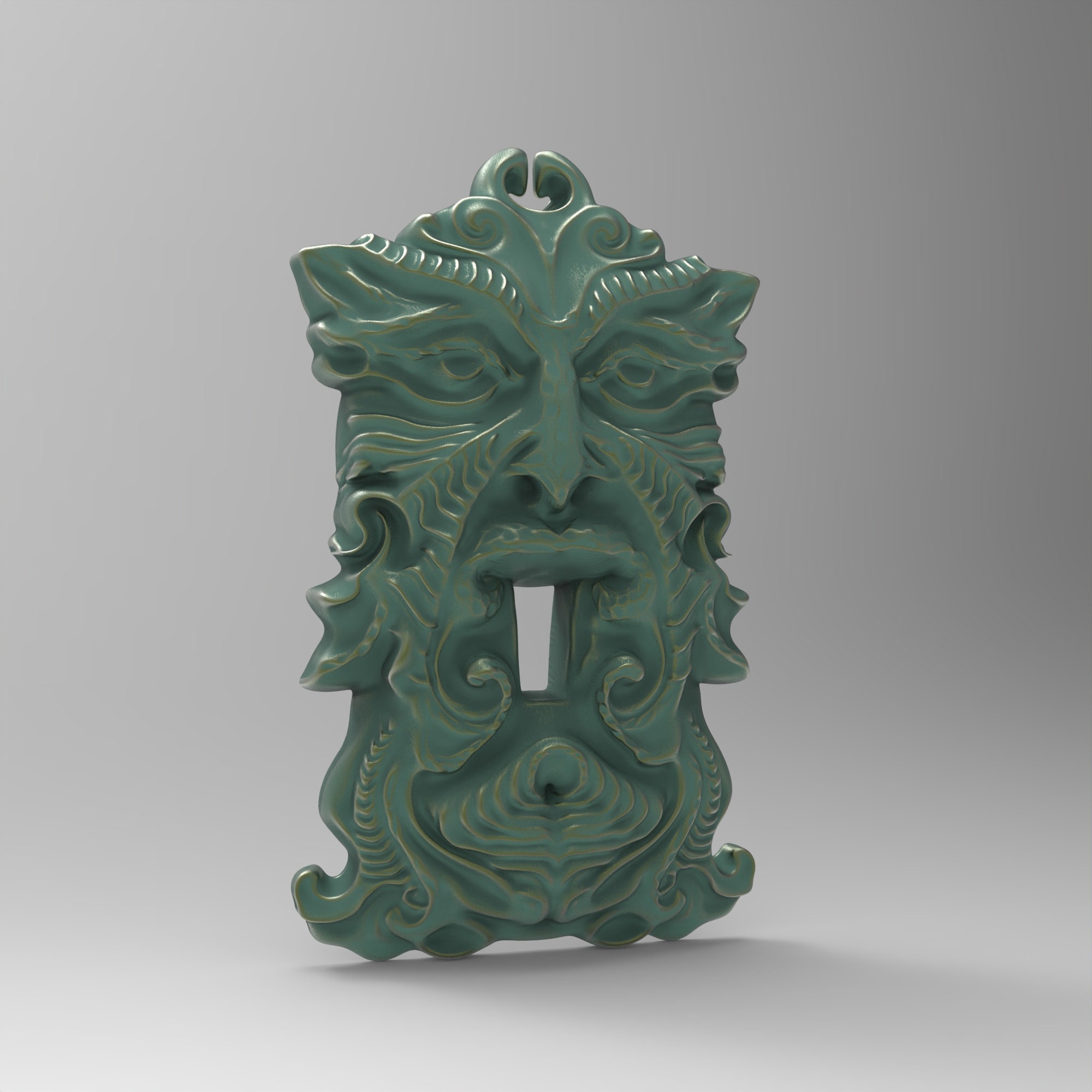 3D Printable Vintage Leaf Green Man Door Lock Handle Ornate Switch ...