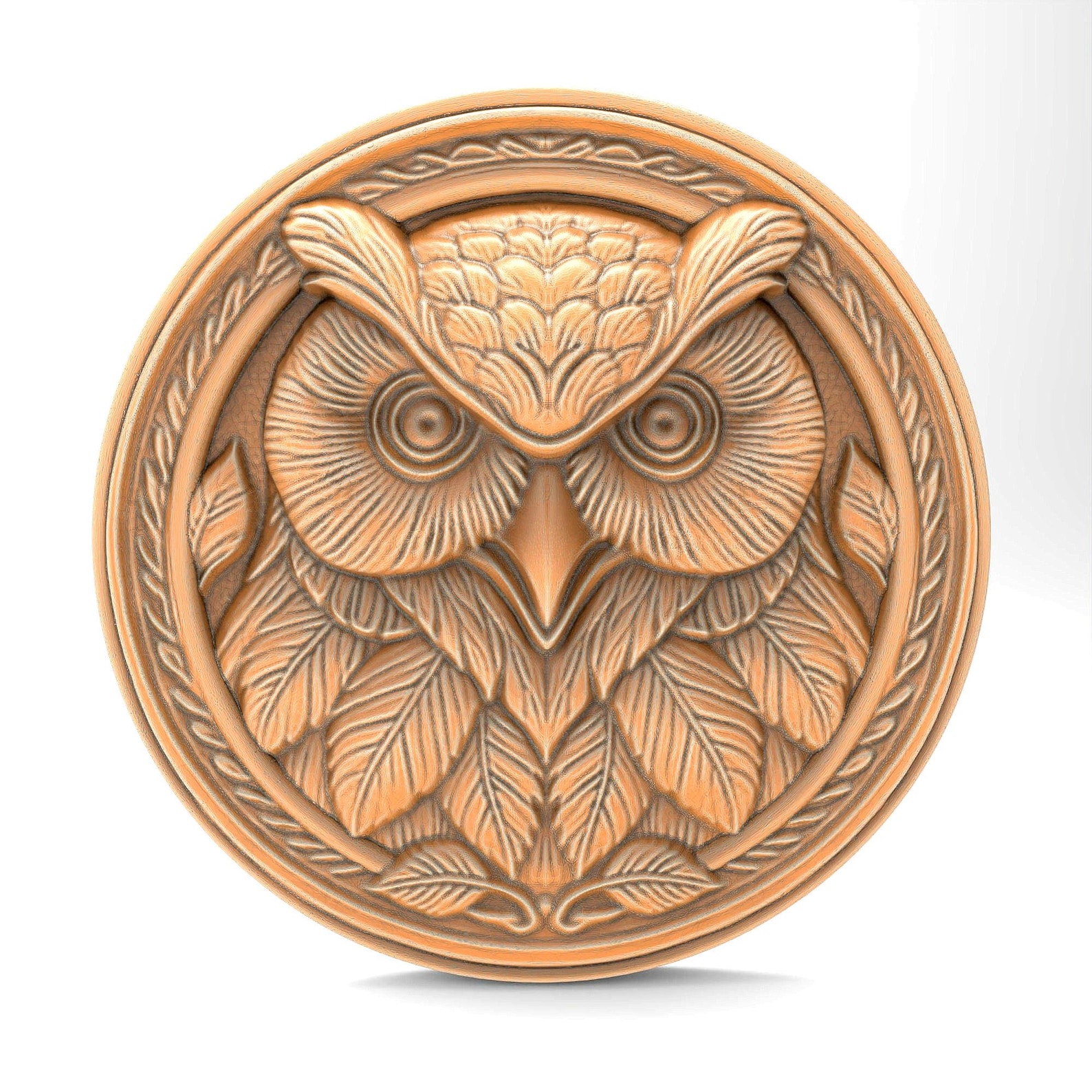 3D Printable Owl Round STL File for CNC Router 3D Printer Laser Digital ...