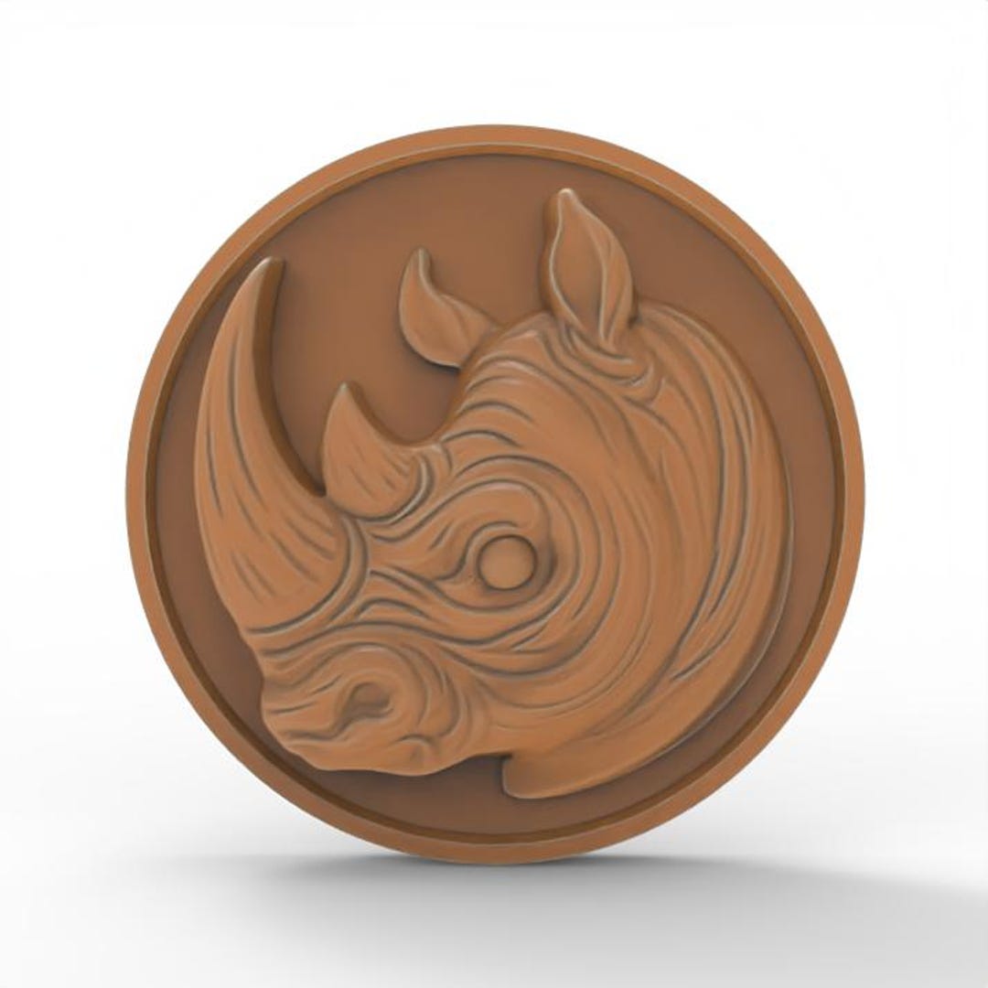 Rhino Coin-shaped STL File 3D Model for CNC Router and 3D Printing - Etsy
