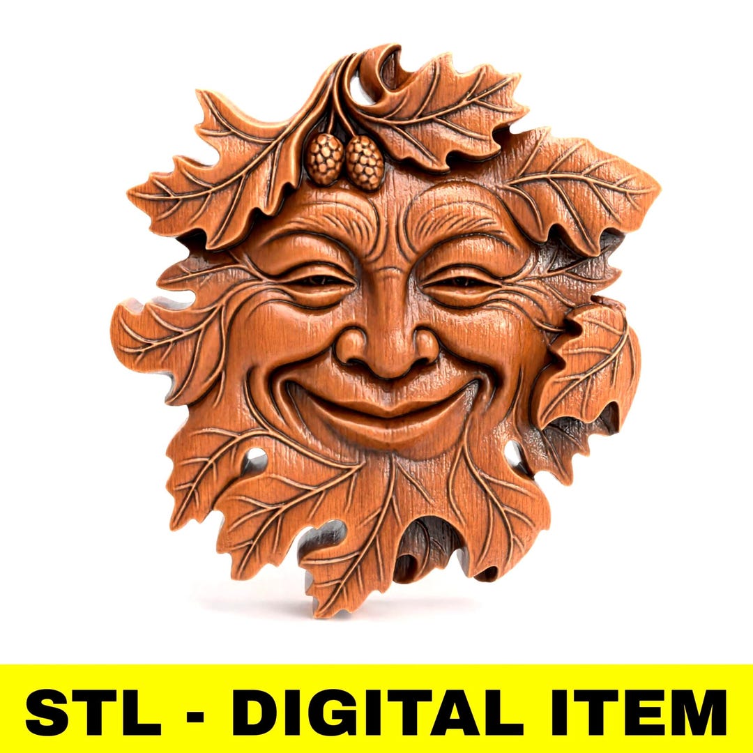 Green Man STL File Leaf Face Plaque for CNC Wood Carving 3d Printing ...