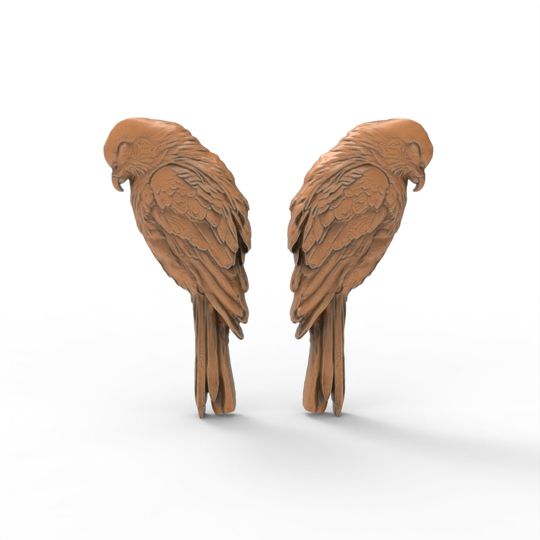 3D Printable Pair Parrot Bird Sculpture Flat Back Statue STL Files for ...