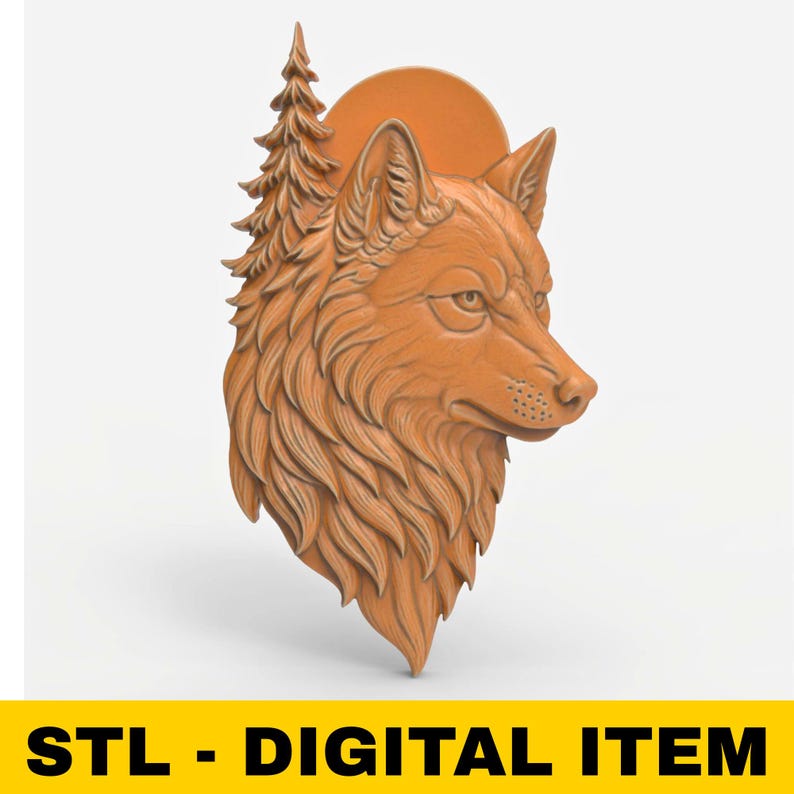 Wolf Head Relief STL File for CNC Carving 3D Printing Forest Animal Art ...