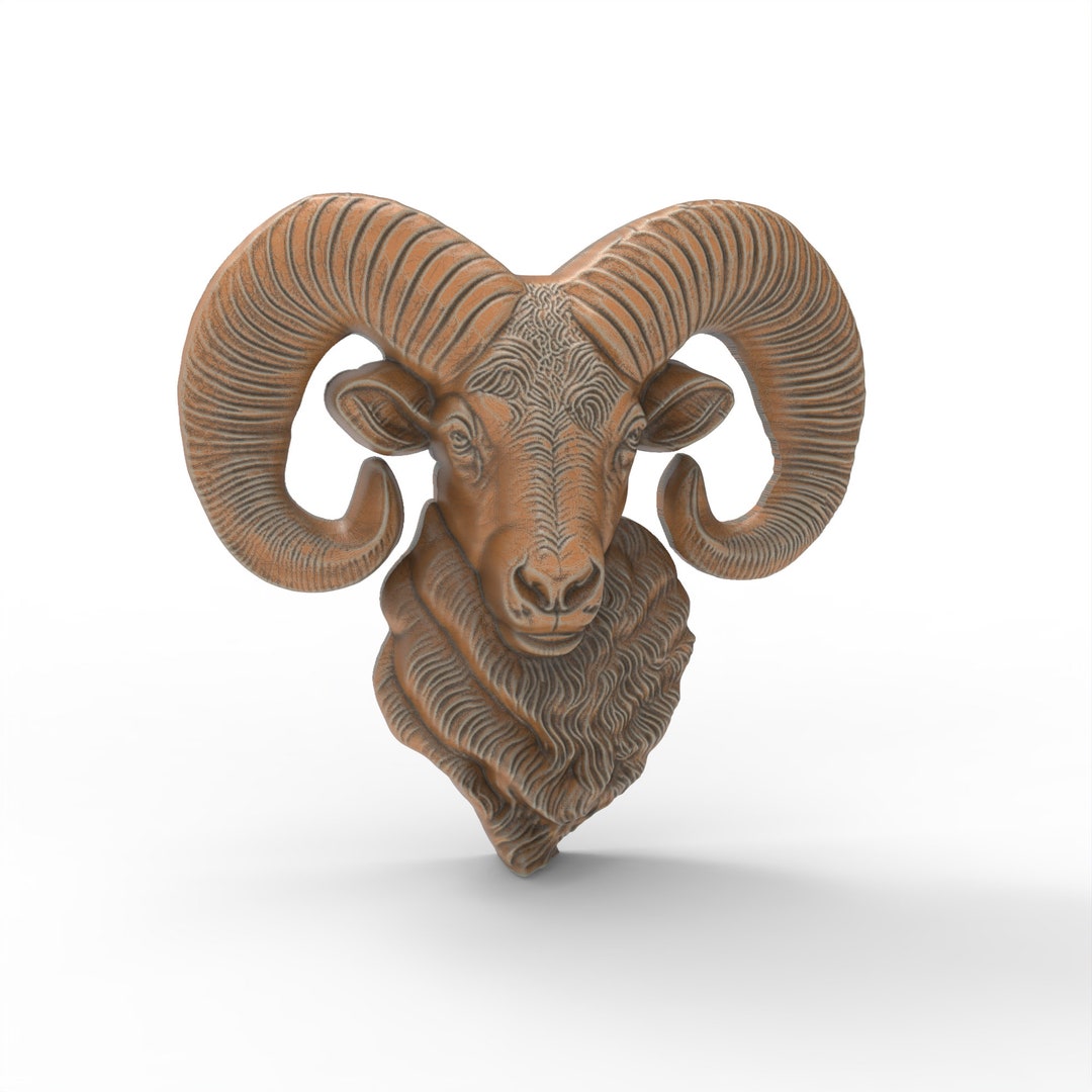 Ram STL File for CNC Router Aries Sculpture Bas Relief 3D Model Relief ...