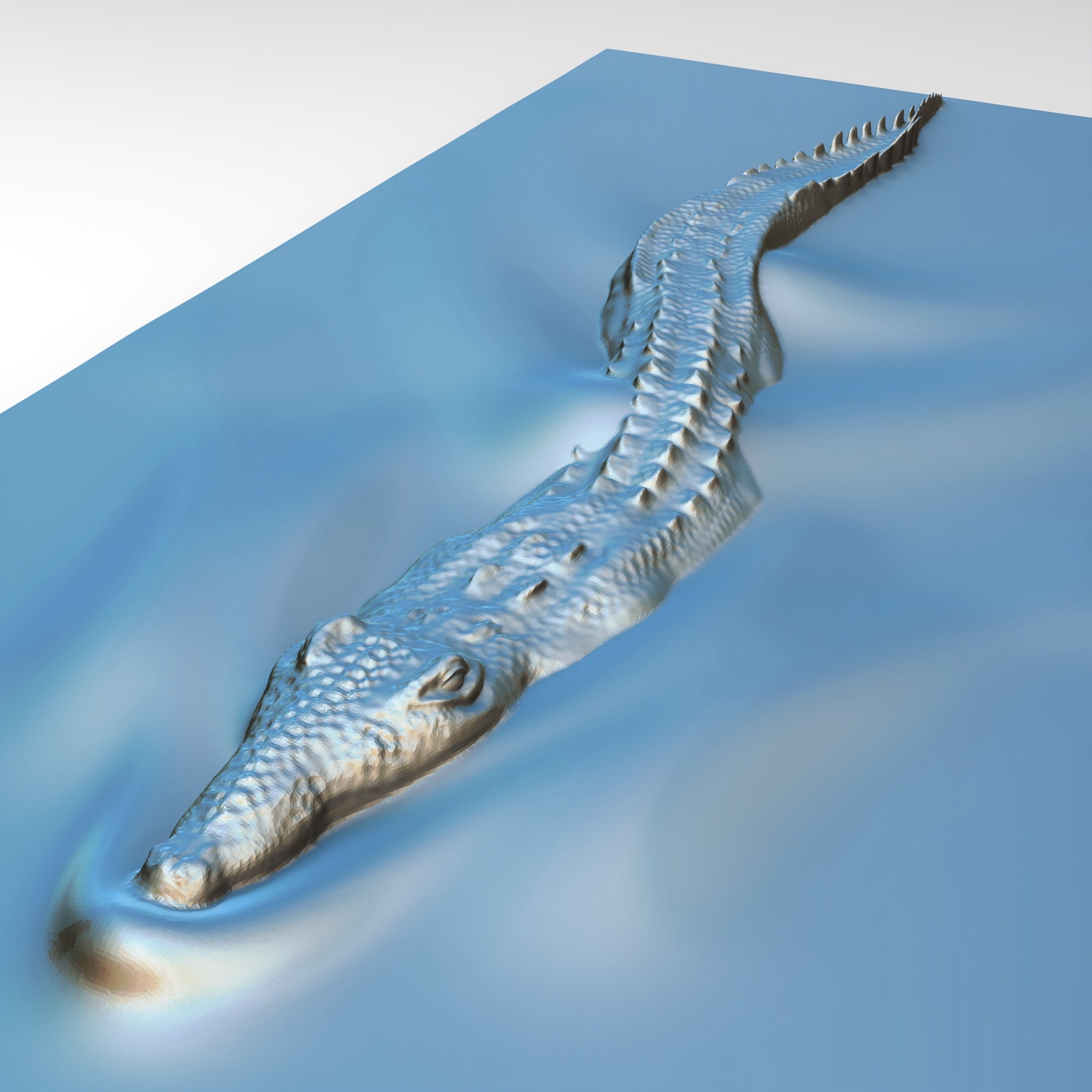 3D Printable Swimming Alligator Crocodile Bas Relief STL File for CNC ...