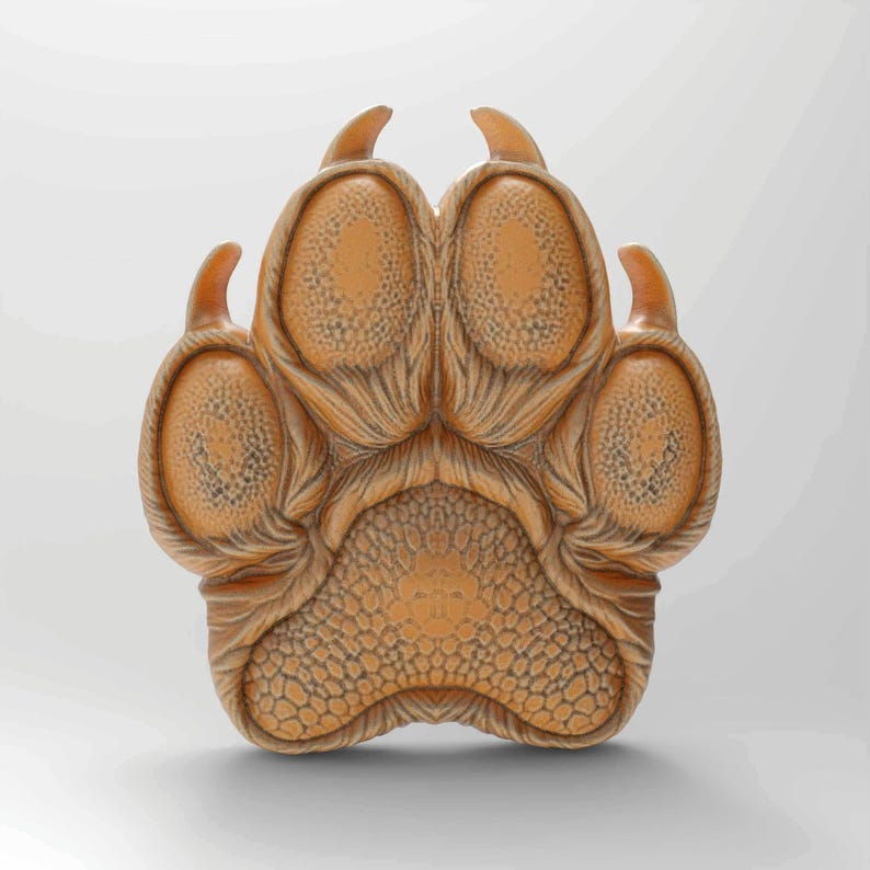 3D Dog Paw Print Sculpture Model Animal Sculpture Realistic Clawed STL ...
