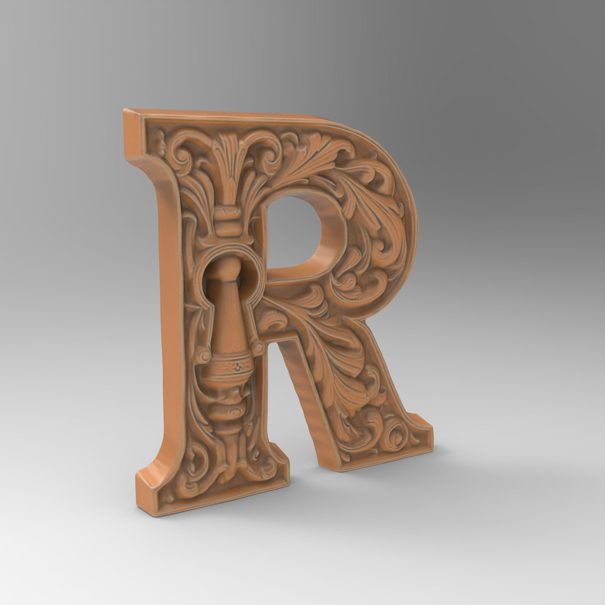 Ornate Letter 'R' 3D Model for CNC and 3D Printing Detailed Decorative ...