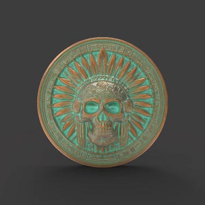 Aztec Skull Chief 3D STL Model for CNC and 3D Printing - High Detail ...