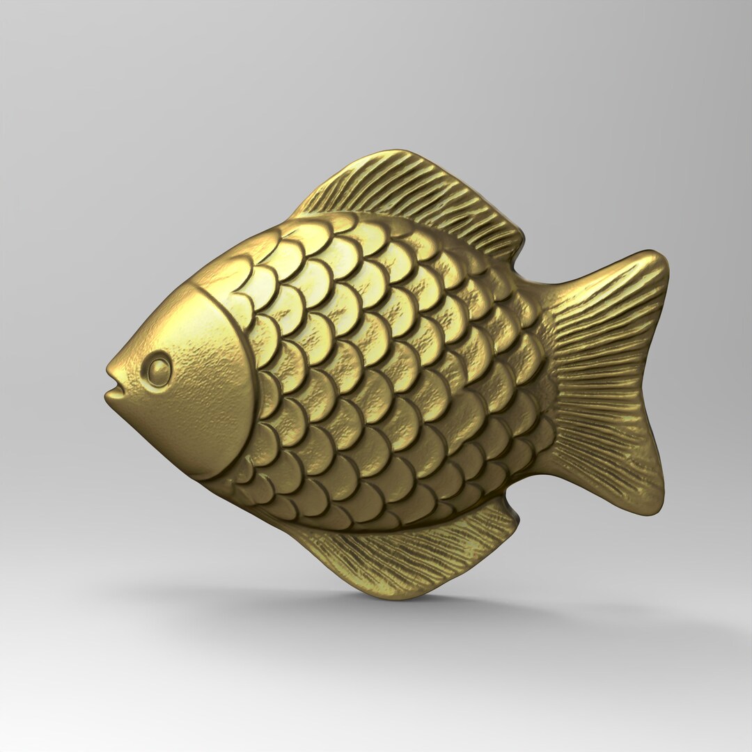 3D Fish Model STL File Realistic Sculpture Flat Back Statue for CNC ...