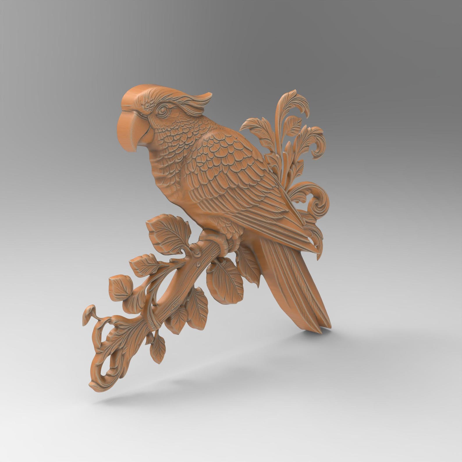Parrot on Branch Wall Art Plaque STL File Animal 3D Model for CNC 3D ...