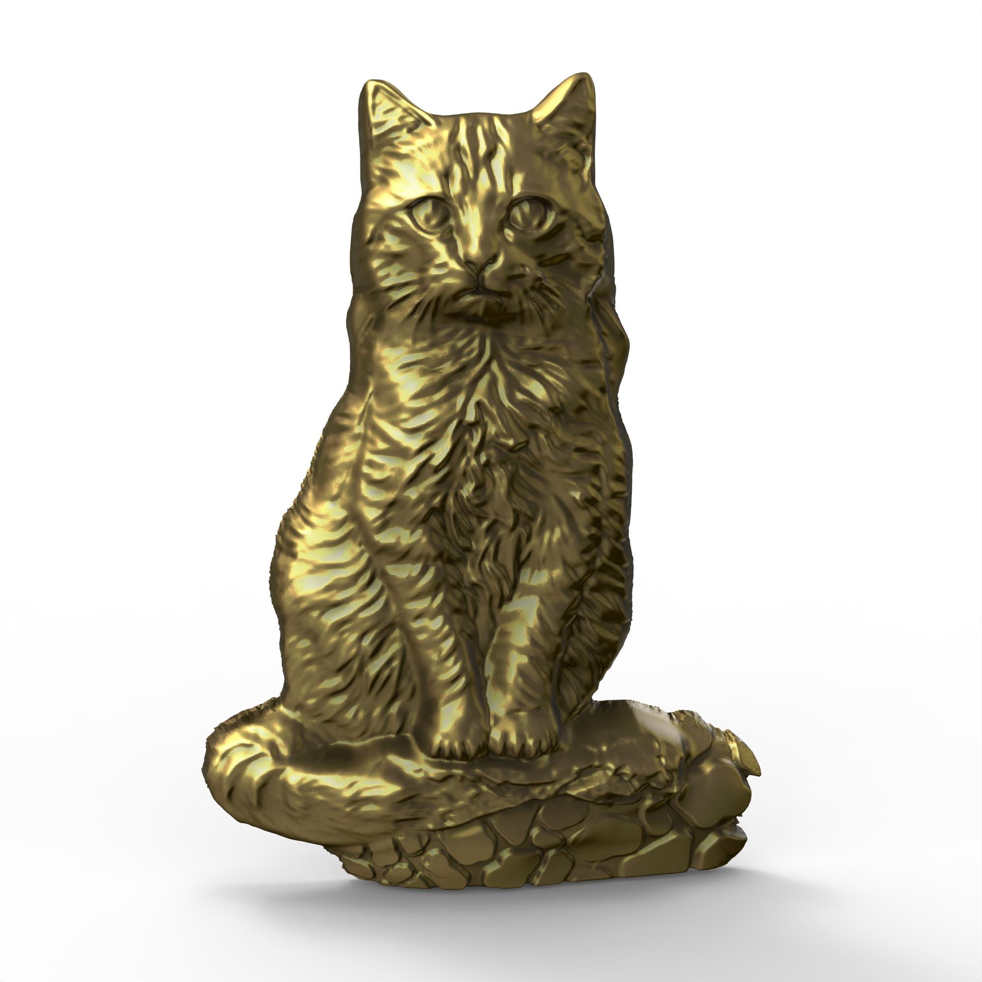 3D Printable Sitting Cat Flat Back STL File for CNC Router 3D Printer ...