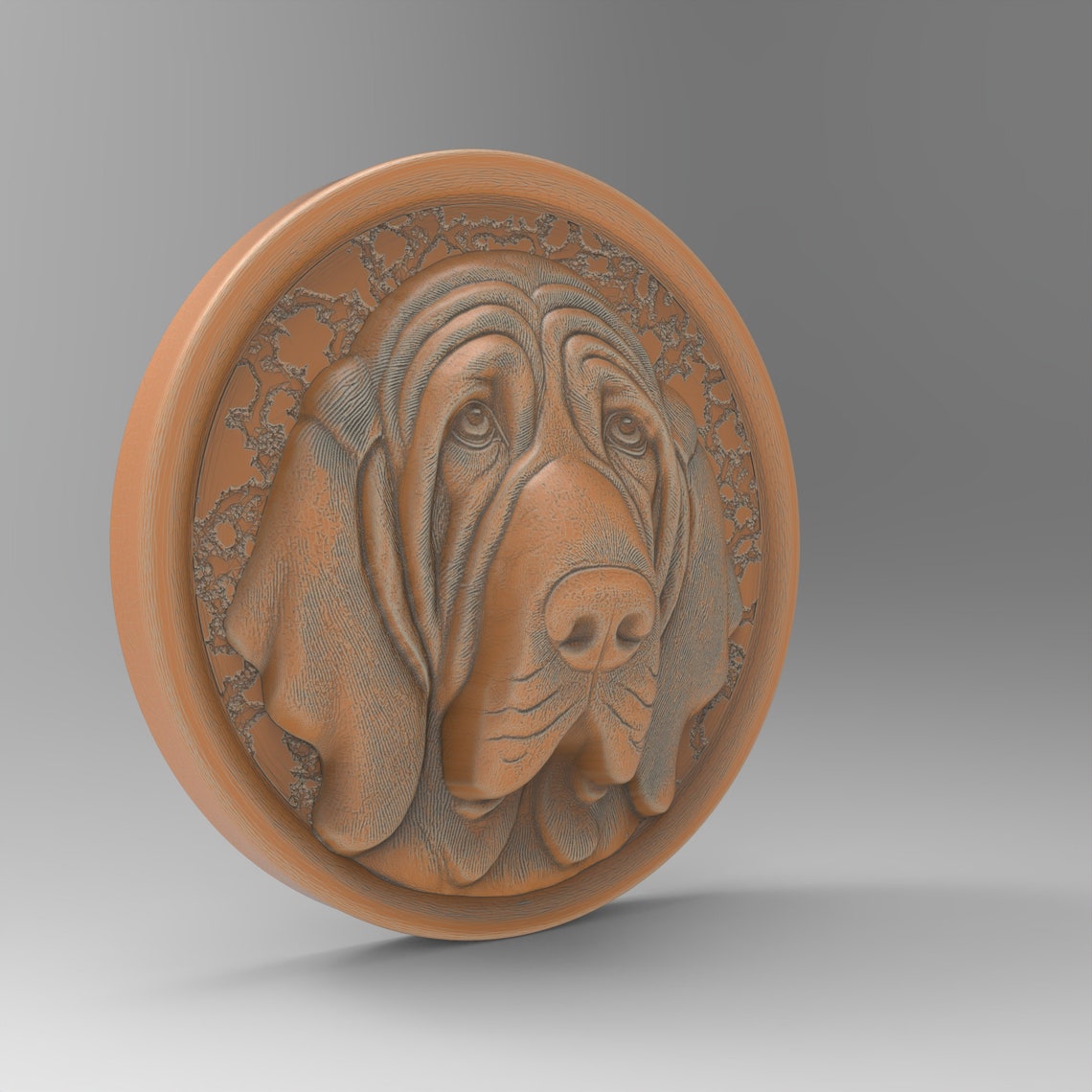 Bloodhound Coin 3D Model for CNC and 3D Printing - Detailed Dog Profile ...