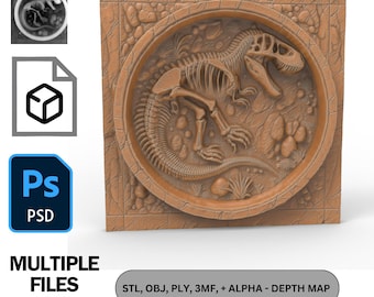 Triceratops Fossil Full - 3D STL Model for CNC/3D Printing - Dino ...