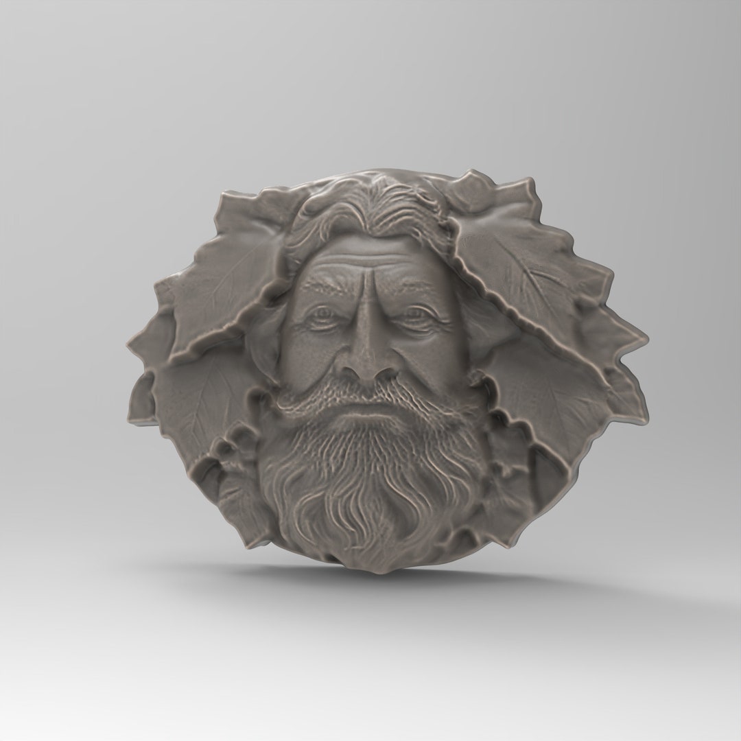 3D Printable Forest Green Leaf Man Pagan Garden Sculpture Wall Hanging ...