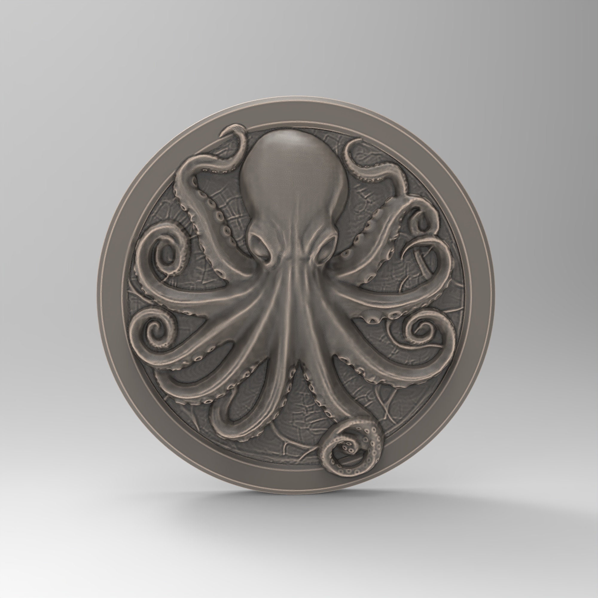Octopus Coin 3D Model for CNC and 3D Printing - Detailed Nautical ...