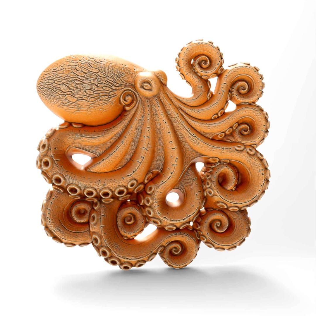 Octopus Coin 3D Model for CNC and 3D Printing - Detailed Nautical ...