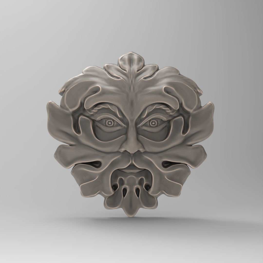 3D Printable Forest Green Leaf Man Pagan Square Tile Garden Sculpture ...