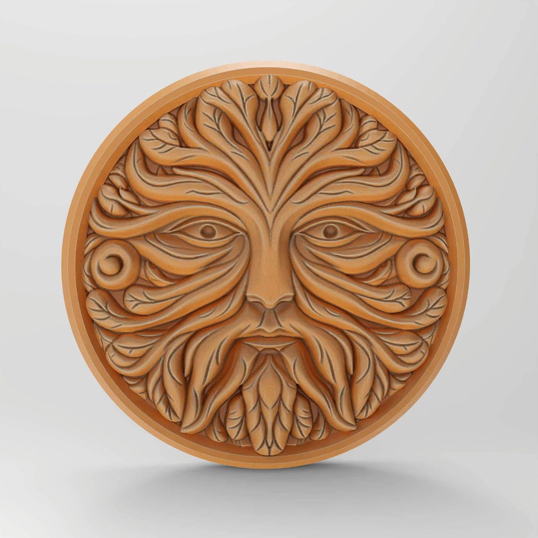 3D Printable Celtic Green Man Pagan Garden Sculpture Wall Hanging STL ...