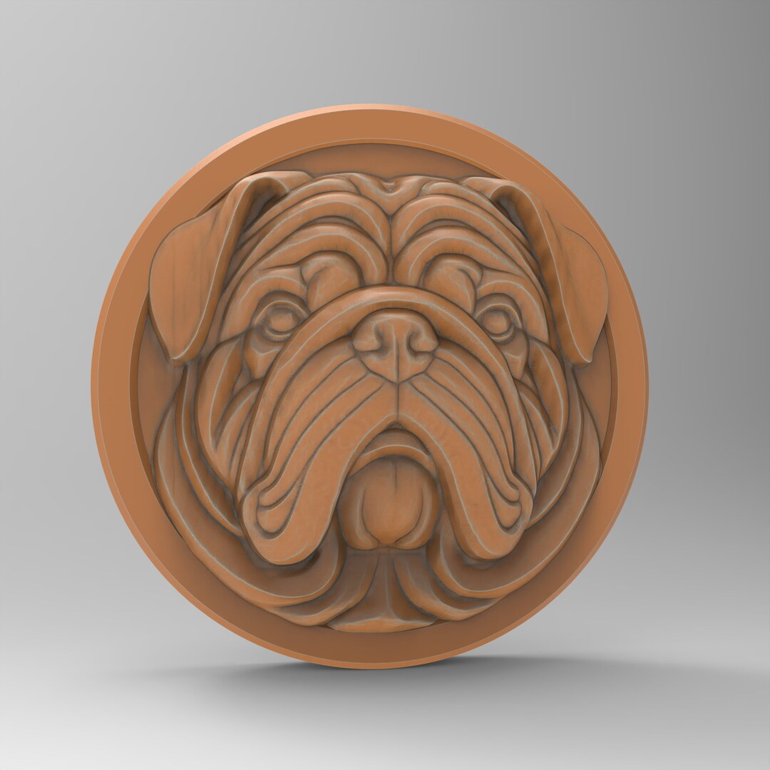 Bulldog Plaque Round Sign 3D Model for CNC and 3D Printing Realistic ...