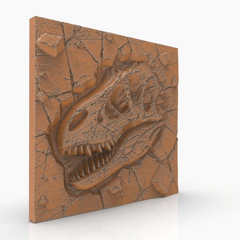 T-rex Fossil 3D Model Dinosaur Skull STL File CNC Router 3D Printer ...