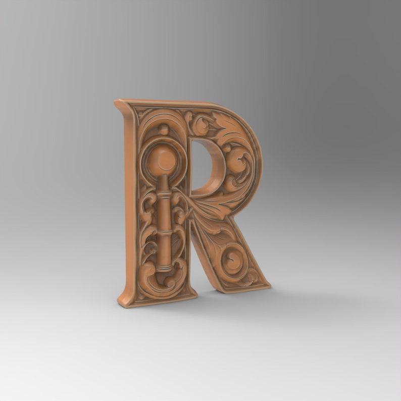 Ornate Letter 'R' 3D Model for CNC and 3D Printing Detailed Decorative ...