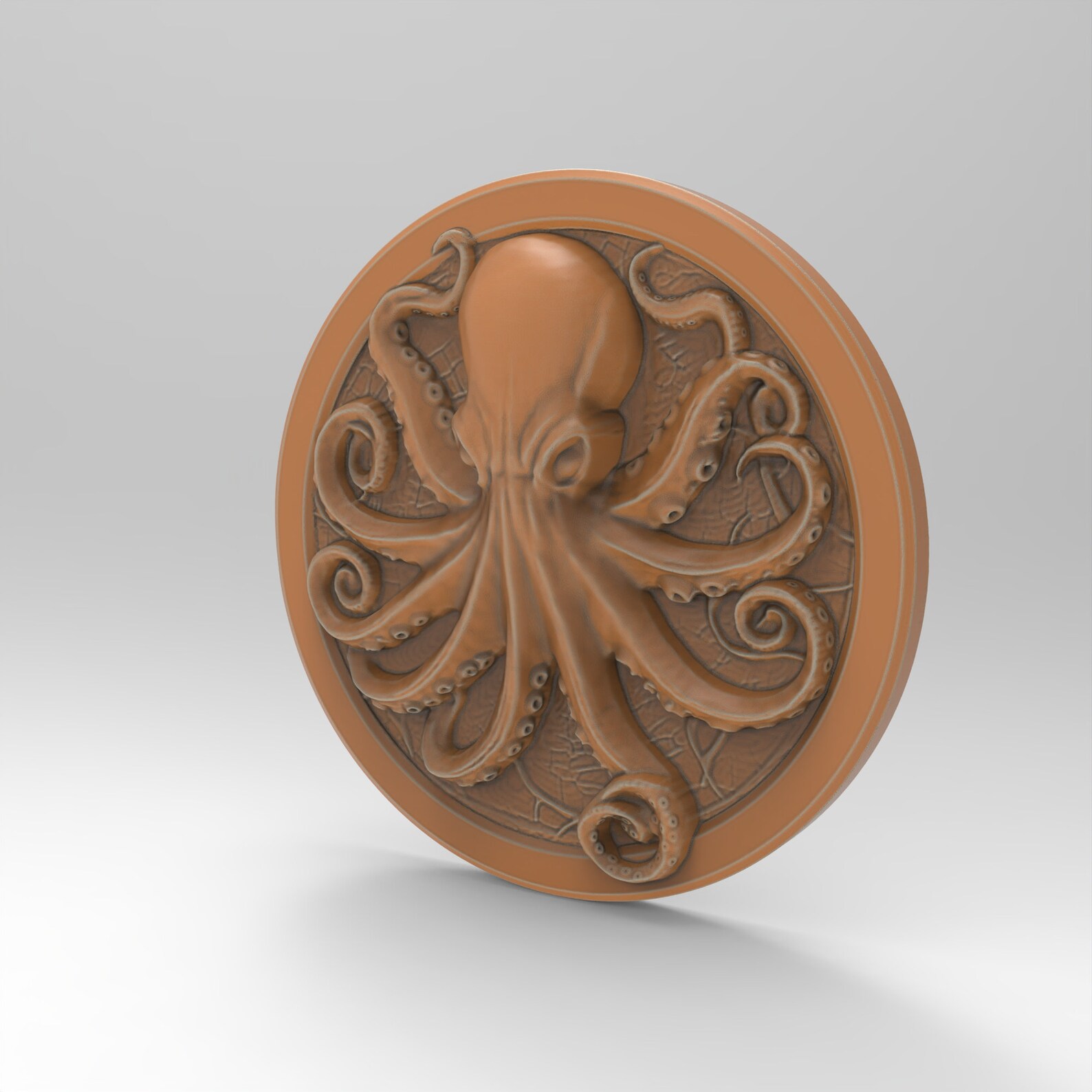 Octopus Coin 3D Model for CNC and 3D Printing - Detailed Nautical ...