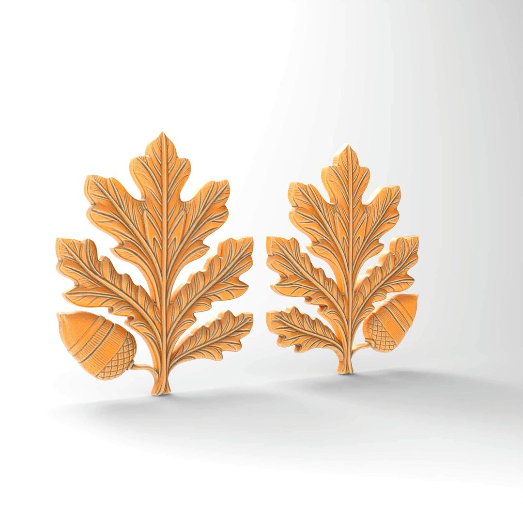 Pair 3D Printable Oak Tree Leaves Set STL Files for CNC Router Carving ...