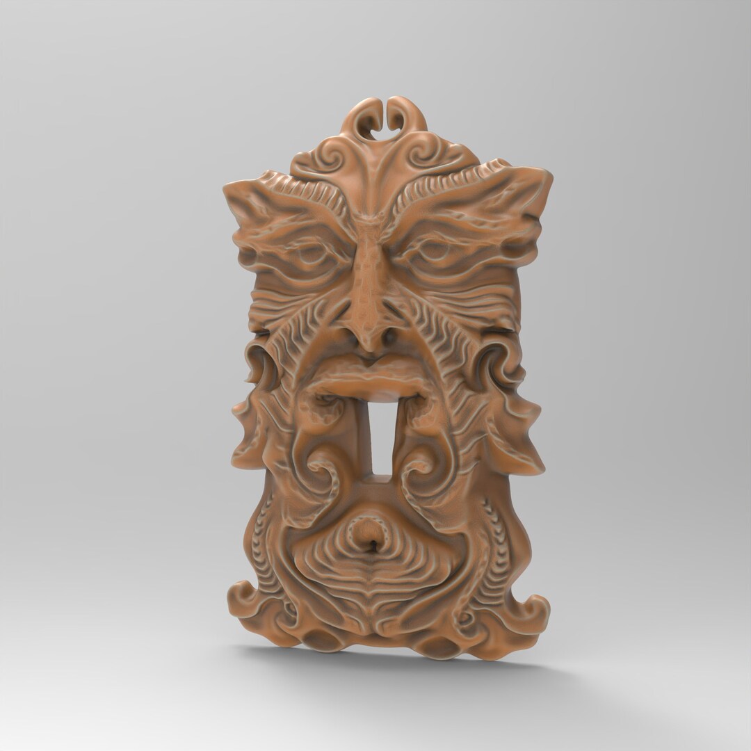 3D Printable Vintage Leaf Green Man Door Lock Handle Ornate Switch ...