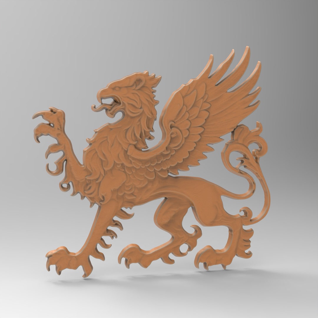 3D Printable Griffin Sculpture Lion STL Files for CNC Router Engraving ...