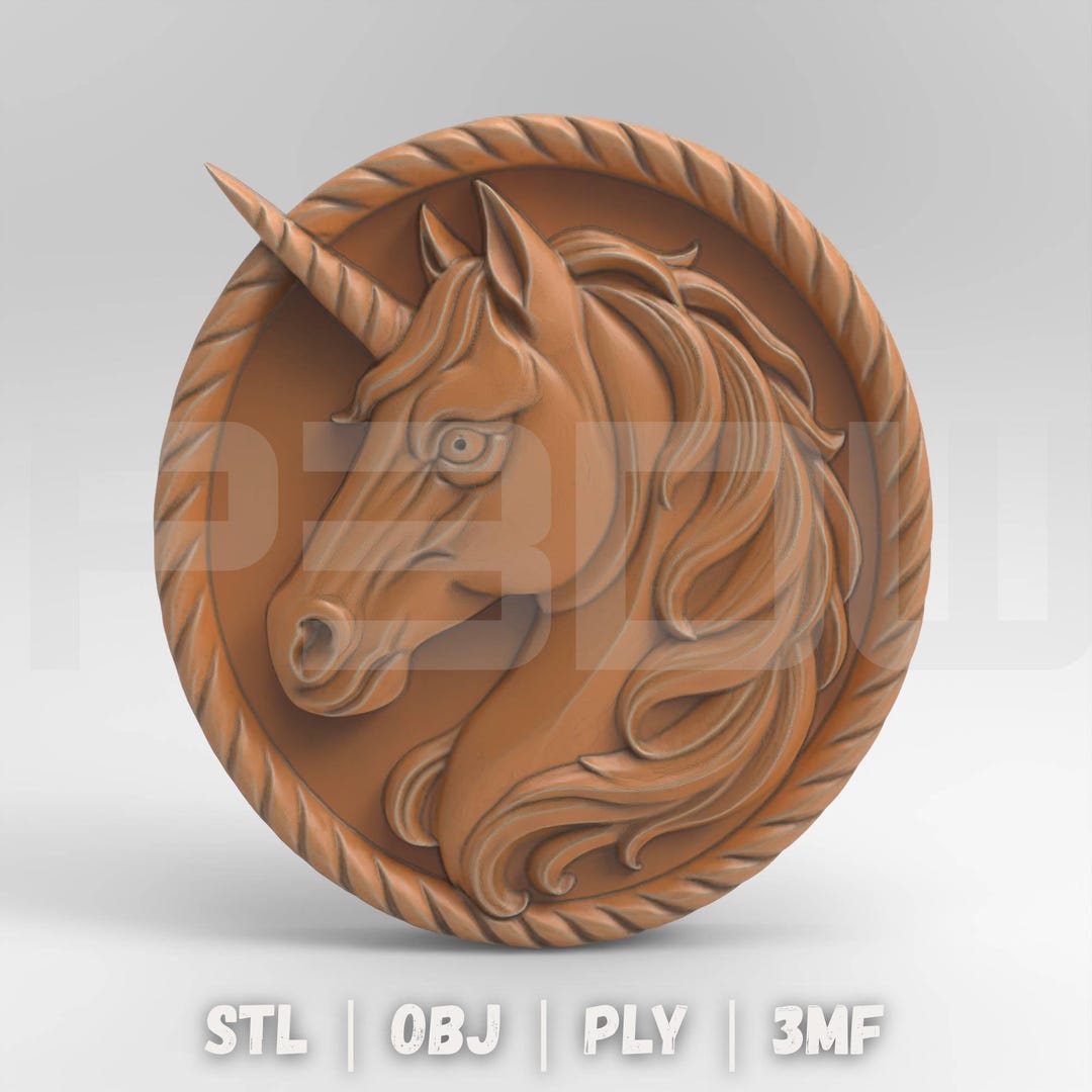Unicorn Medallion STL File Majestic Unicorn Head Horse Pendant Wall ...