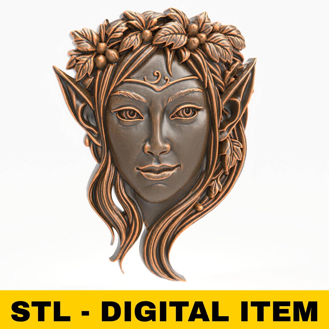 Elf Woman Relief STL File for CNC or 3D Printing Fantasy Woodland ...